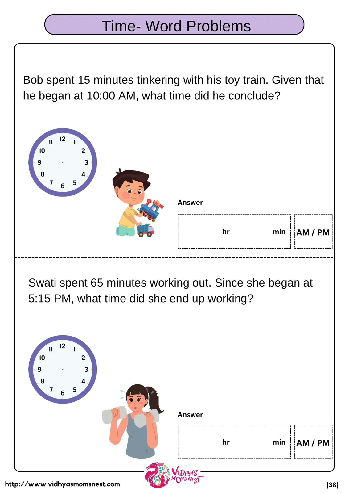 Time word problem - Vidhyas MomsNest